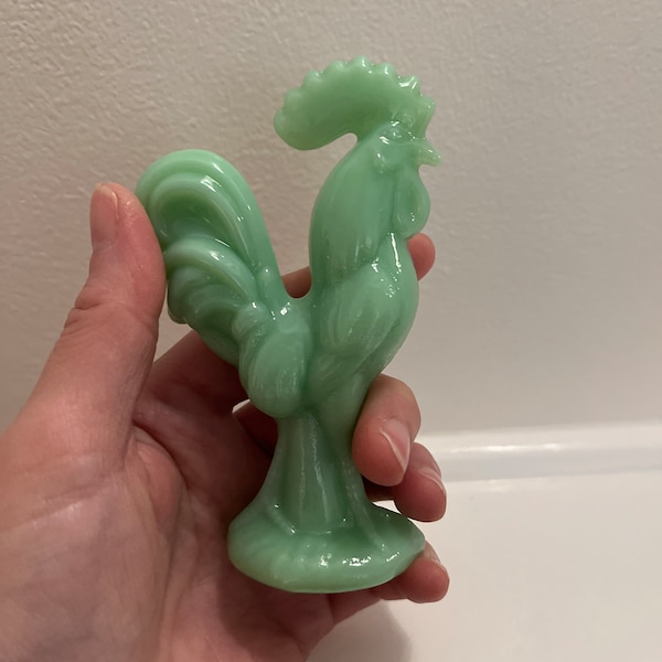 Jadeite Green Depression Style Glass Rooster Figurine - Vintage Style ...