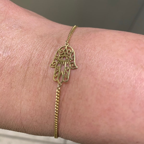 18k Gold Hand of God Bracelet,custom Hamsa Bracelet,jewish Jewelry ...