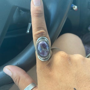 AMETHYST RING Oval Alpaca Silver Ring for Women Ring With - Etsy