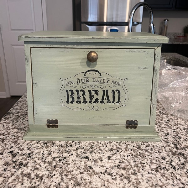 Vintage Green Bread Box - Bread Bin - Farmhouse Kitchen Storage - Etsy