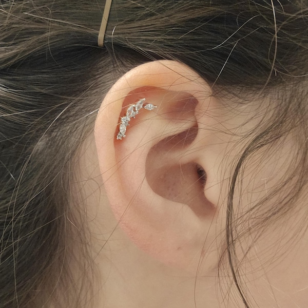 Helix Piercing, Spiral Ear Piercing, Conch Piercing, Silver Earrings ...