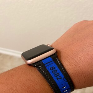Thin Blue Line Apple Watch Band, Police Watch Band, Faux Leather Watch ...