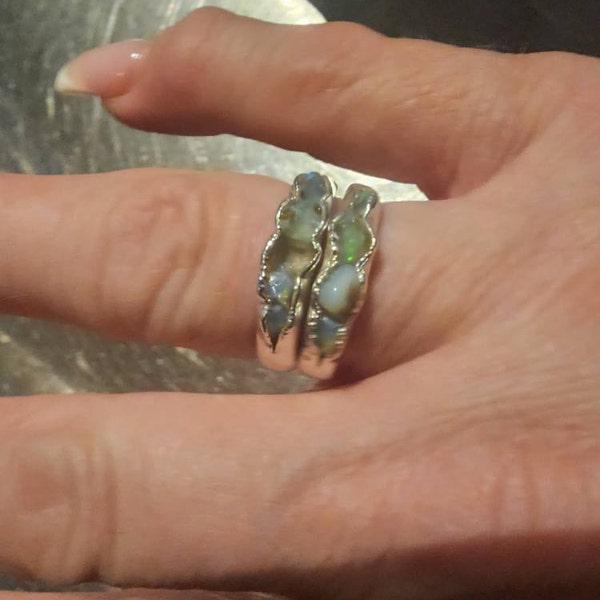 Natural Tiny Raw Fire Opal Gemstone Ring \ Multi Opal Ring \ Dainty ...