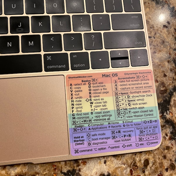 Apple MacBook Pro/air/imac SHORTCUTS- Durable Vinyl Sticker Mac OS ...