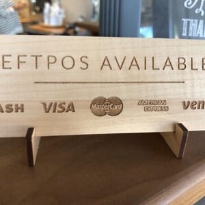 EFTPOS Available Display Sign Wooden Payment Sign Laser Cut EFTPOS Sign ...