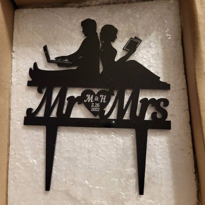 Book Lover and Computer Programmer Wedding Cake Topper,computer Game Book Cake Topper Wedding ...