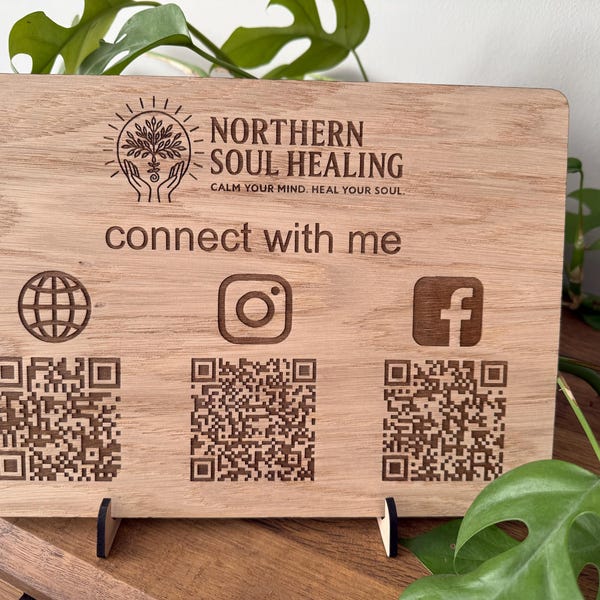Handmade Wooden Social Media Sign | Custom QR Codes for Website ...