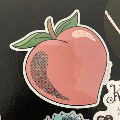Peach Sticker Glitter Holographic Cute Aesthetic Stickers Stickers for ...