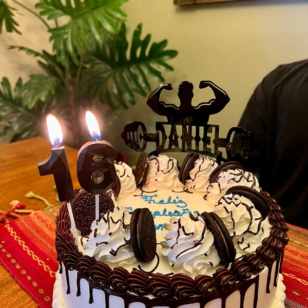 Strong Man Weightlifter Bodybuilder Name Personalized Birthday Cake ...