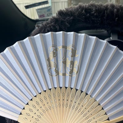 Light Blue Laser Engraved Silk Hand Fans,personalized Bamboo Silk Fans ...