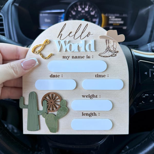 Western Baby Birth Stats | Cowboy Boots Baby Boy Sign | Cowboy Baby ...