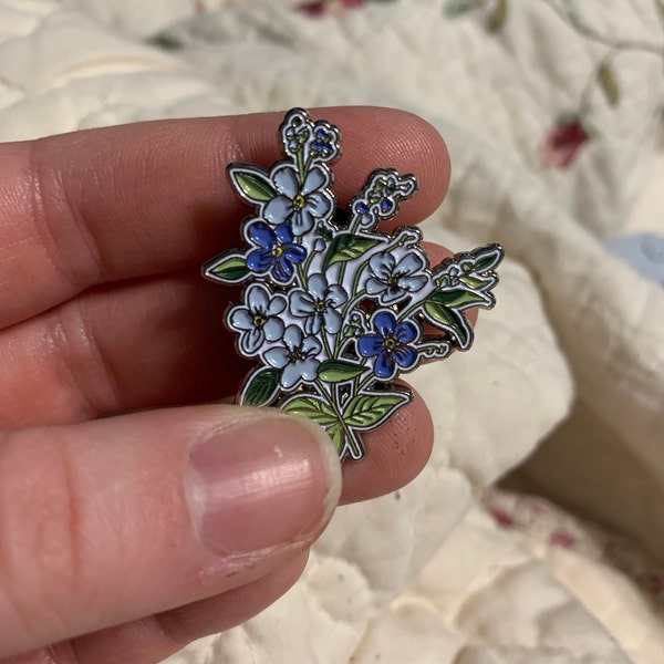 Forget Me Nots Enamel Pin | Floral Enamel Pin | Blue Flower Enamel Pin ...
