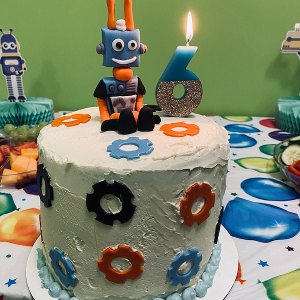Robot Fondant Cake Topper - Etsy