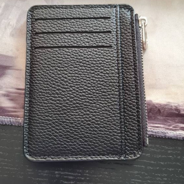 KUKU Zippered Credit Card Holder, Key Ring Coin Purse, Soft Leather Key ...