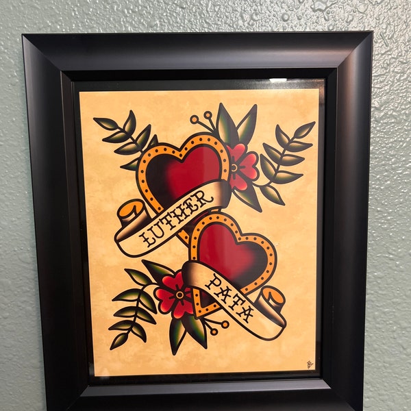 American Traditional Cowboy Tattoo Flash Art Print Etsy