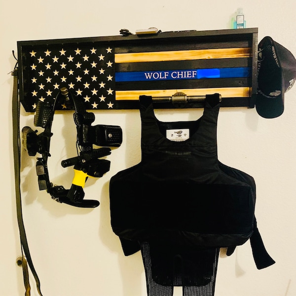 Police Gear Rack - Thin Blue Line Gift - Anniversary Gift - Birthday ...