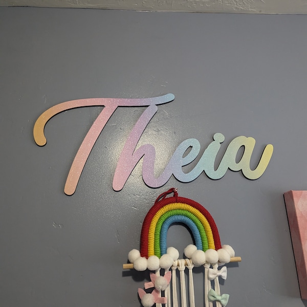 Rainbow Wooden Name Sign Personalized Wood Letters for Girl, Baby Name ...