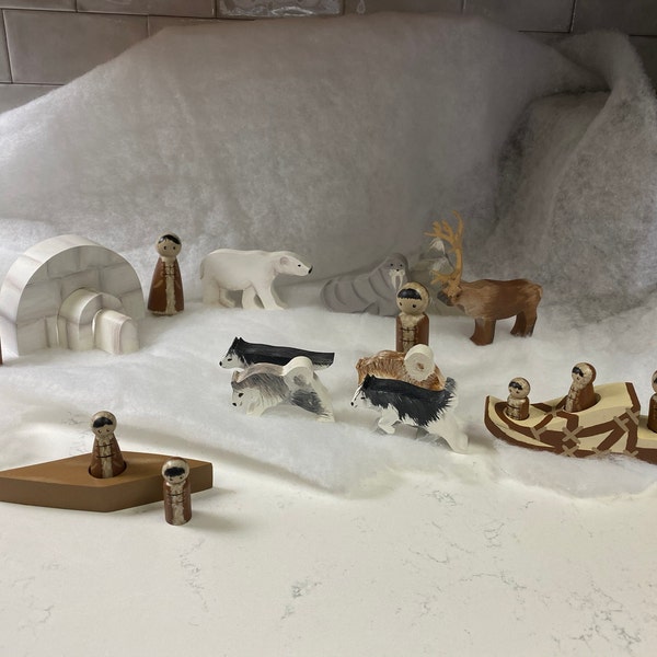Inuit/eskimo Family Play Set, Unfinished Pine - Etsy