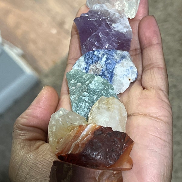 7 CHAKRAS Raw Crystals | Beginner Crystal Set, Chakra Stones | Chakra ...