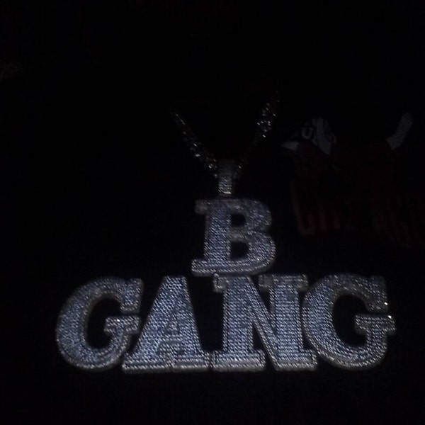 Iced Out Custom Big 2-tone Number & Name Pendant Necklace: Cuban Chain ...