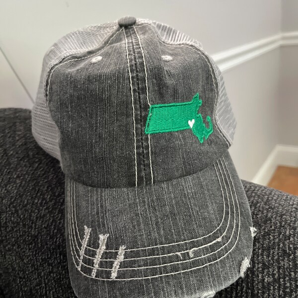 State Hat Distressed Women's Trucker Personalized State Embroidered Cap ...