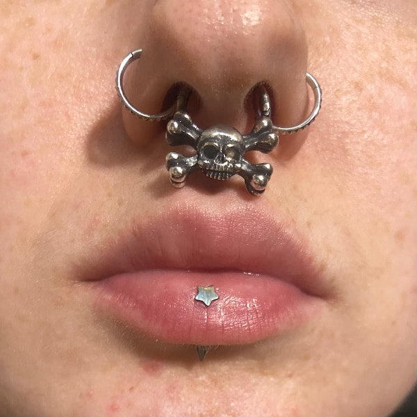 Goth Pentagram Septum Ring, Septum Ring 16g, 14g Satanic Jewelry ...