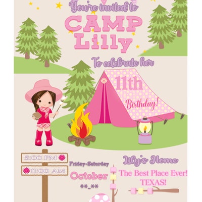 Girls Camping Clipart Girls Pink Camp Clip Art-forest Animals-bear ...
