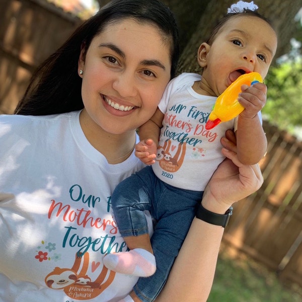 Matching Mom and Baby First Mothers Day Mommy Baby Sloth Matching Shirt ...