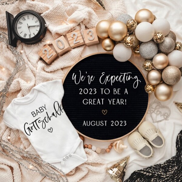 New Year Digital Pregnancy Announcement \ Baby Announcement\ Gender ...