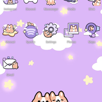 Pink Cute Animal App Icon Pack Kawaii Cozy Phone Tablet Icon App Theme ...