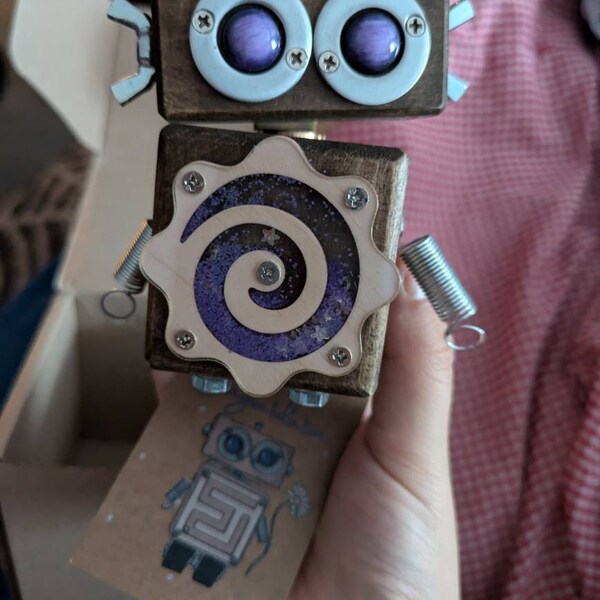 Student Cute Gift Handmade Wooden Robot , Sculpture, Quirky Decor ...