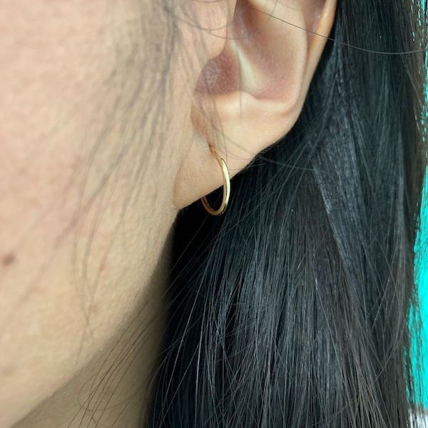 1 Pair 14K Gold Filled Endless Hoop Earrings Gold Hoops, 9mm, 12mm ...
