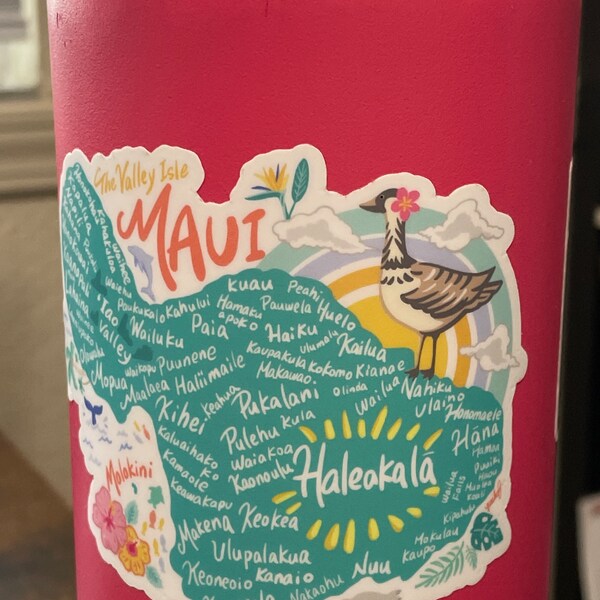 Kawaii Oahu Map Sticker Hawaii - Etsy