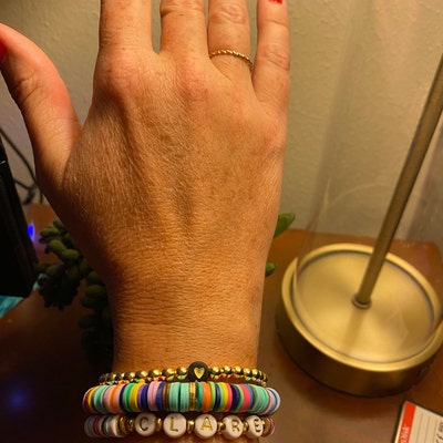 Sweet Tart Collection Custom Name / Word Beaded Disc Stretch - Etsy