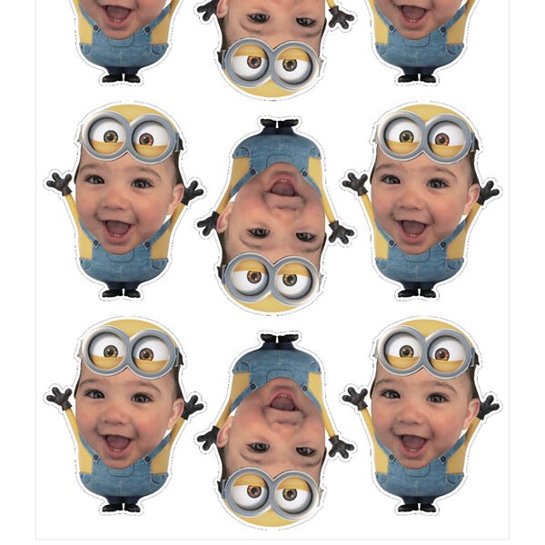 Printable Custom Photo Minion Inspired Cupcake Topper,personalised Face ...