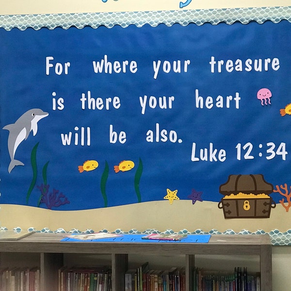 Treasure Chest Bulletin Board, Ocean Bulletin Board Set, Kindness ...