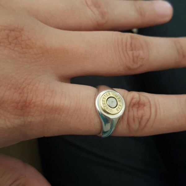 Bullet Ring, Winchester Solid .925 Sterling Silver Band Nickel Women's ...
