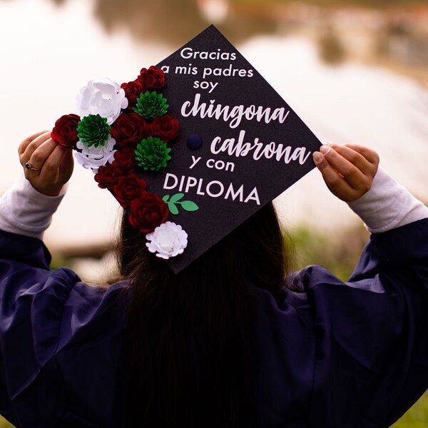 Graduation Cap Topper Mexico Chingona Cabrona Y Con Diploma Class 2025 ...