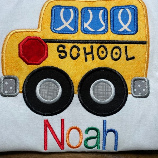 School Bus Applique Embroidery Design Kids Applique School Design Bus ...