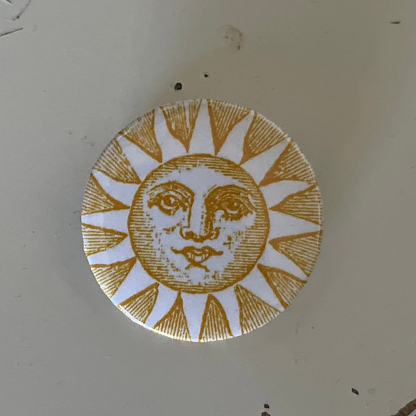 Antique Sun Round Sticker, Vintage Celestial Sun Sticker, Leo Sticker ...