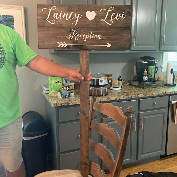 Wedding Directional Signs, Wood Wedding Signs With Stake, Rustic ...
