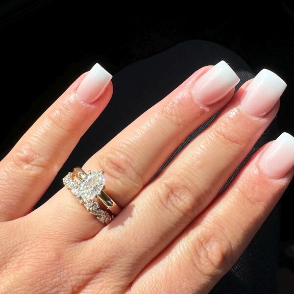 Radiant Diamond Engagement Ring 5 Diamond Proposal Ring for Her Double ...