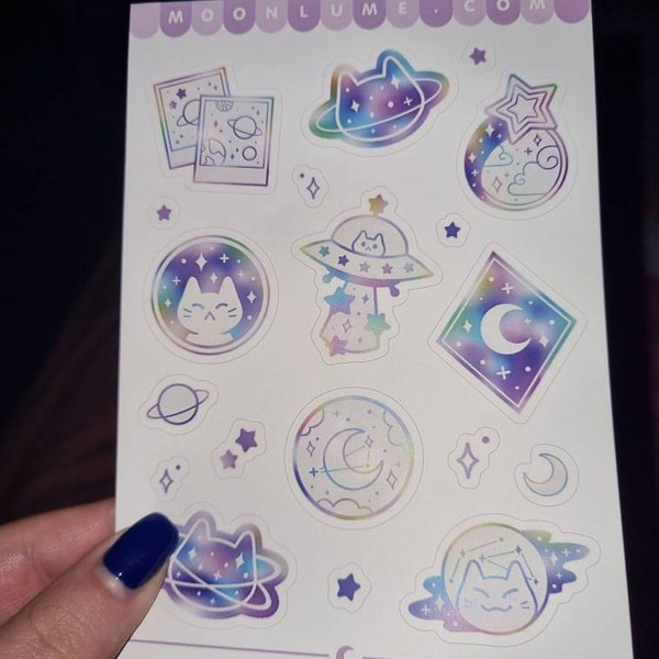 MEOWTER SPACE STICKERS - Matte Vinyl Sticker Sheet - 19 Cute Aesthetic ...