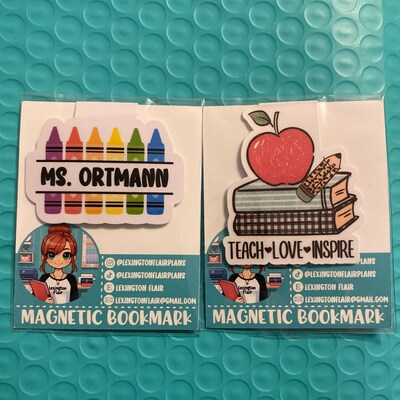Magnetic Bookmark School Pencil or Crayon With Custom NAME - Etsy