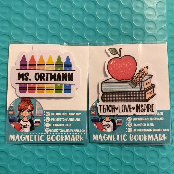 Magnetic Bookmark - School Pencil or Crayon With Custom NAME - Etsy