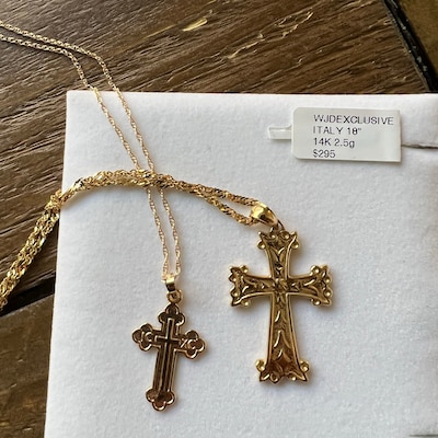 Orthodox Cross Greek Serbian Russian Christening 14K Yellow Gold Medium ...