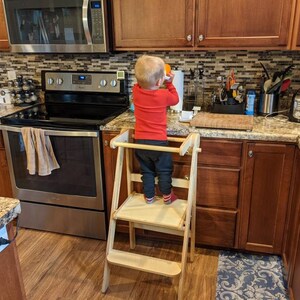 Adjustable Folding Helper Tower PEAK Toddler Kitchen Step | Etsy