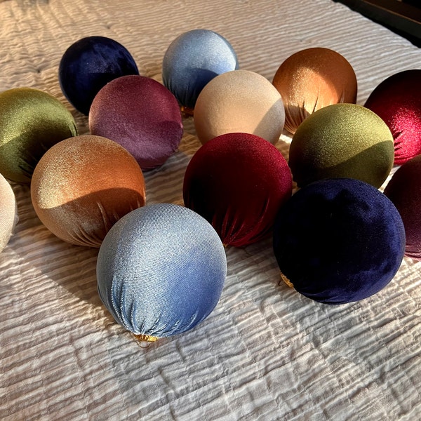 Beige Christmas Ornament, Handmade Velvet Balls, Christmas Ball ...