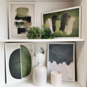 Dark Blue Printable Art Set, Dusty Blue Abstract Sun Art Prints ...