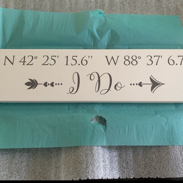 Personalzied Wedding Gift | GPS Sign | Custom Coordinates Sign ...